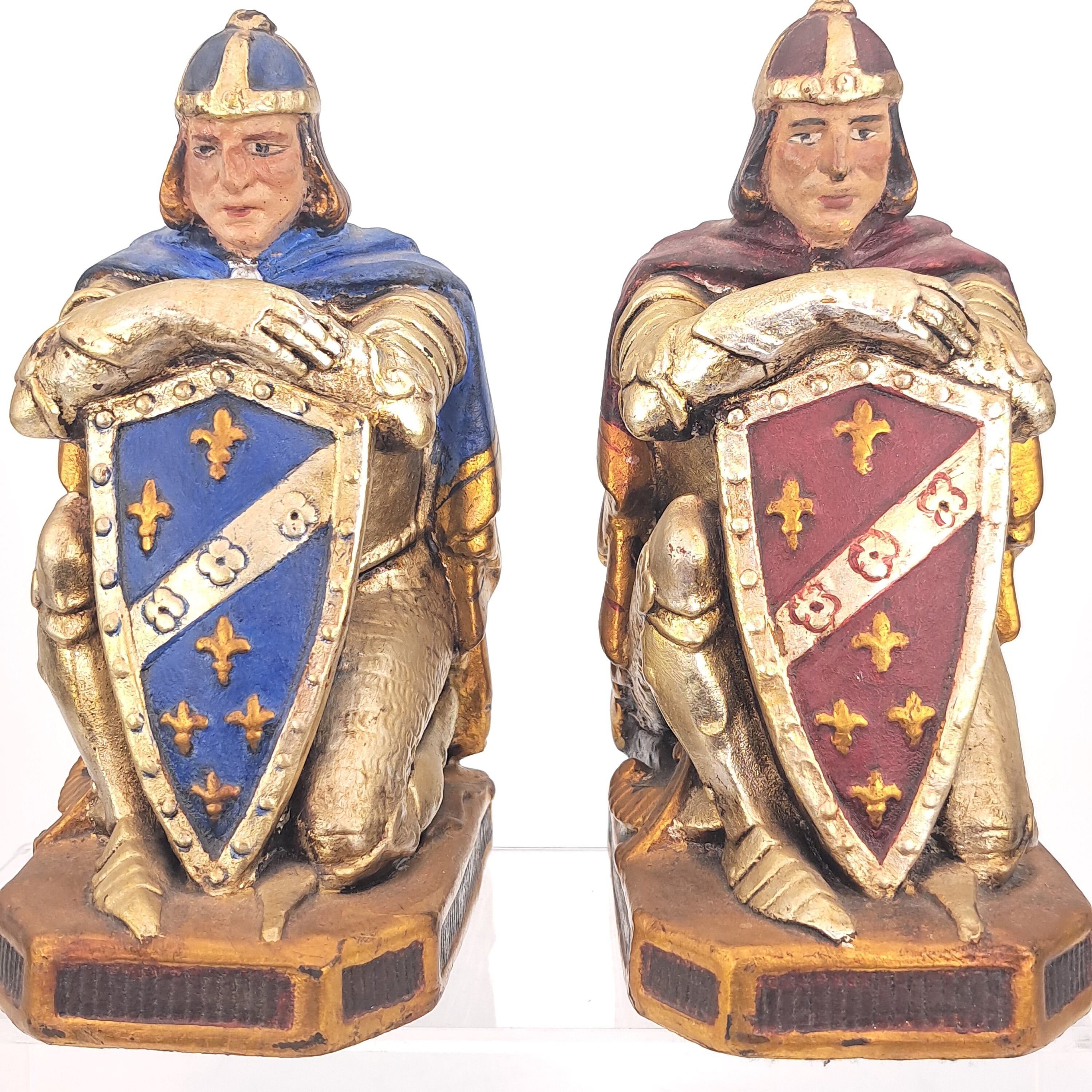 Hard to Find Armor Bronze Kneeling Knight Polychrome Bookends - Etsy