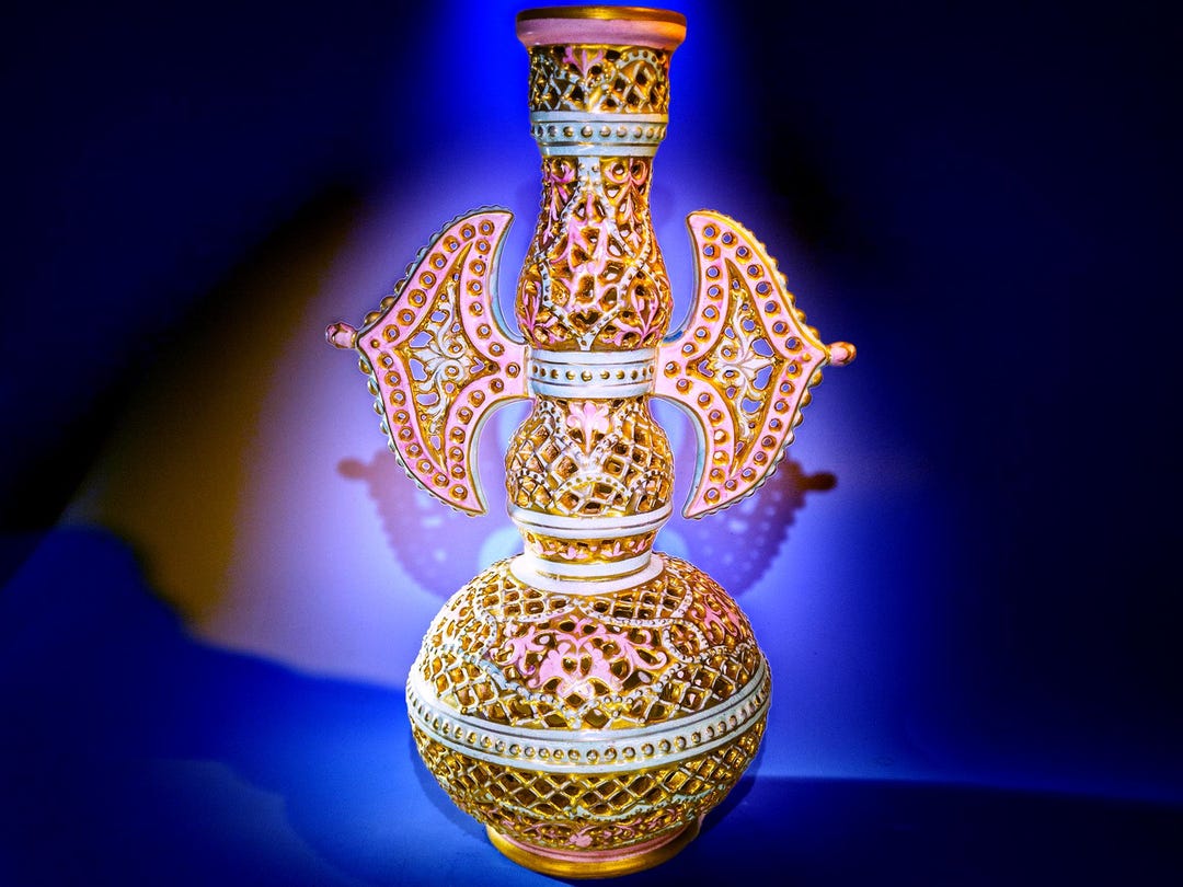 Magnificent Fischer Pecs Islamic Style Vase--13 Inches Tall--in Pink ...