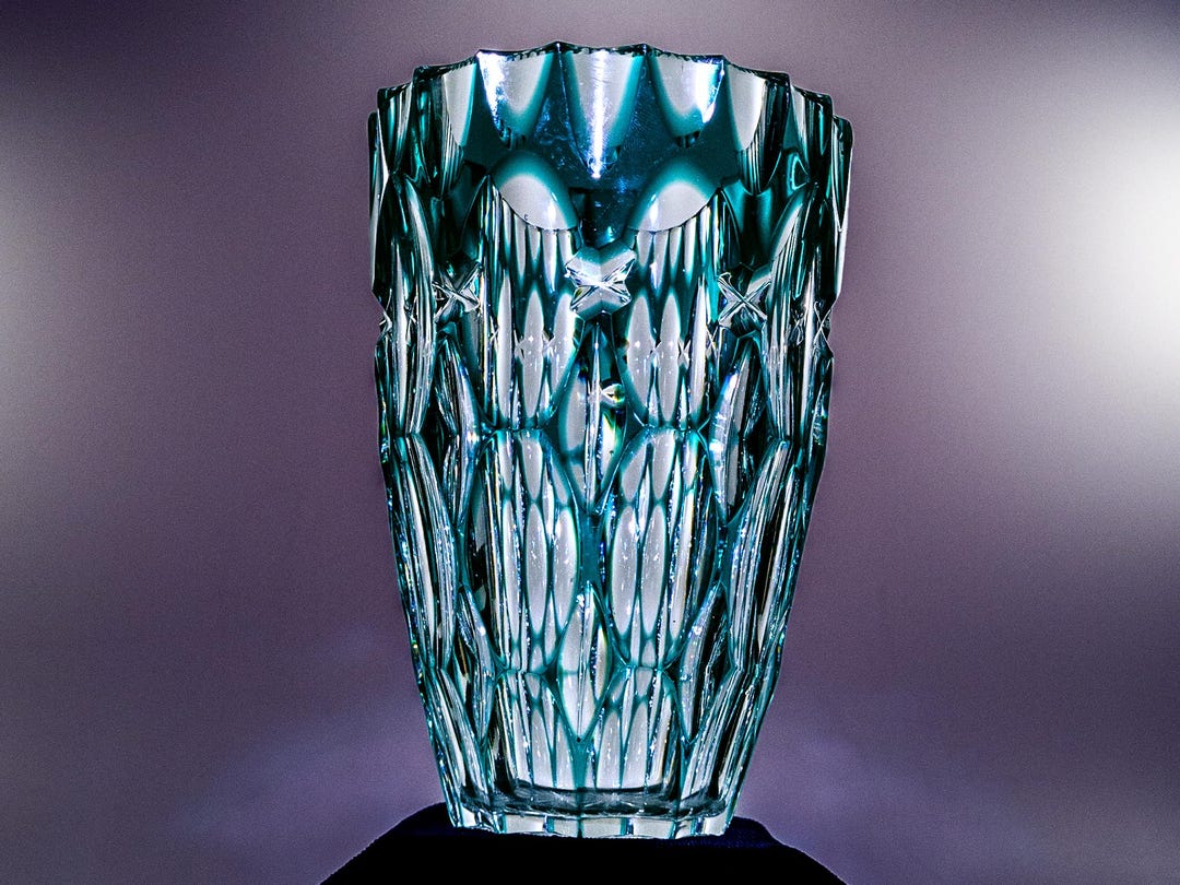 Teal Cut to Clear 6 Inch Vase--caesar? Ajka? - Etsy