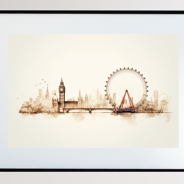 London Eye Drawing - Etsy
