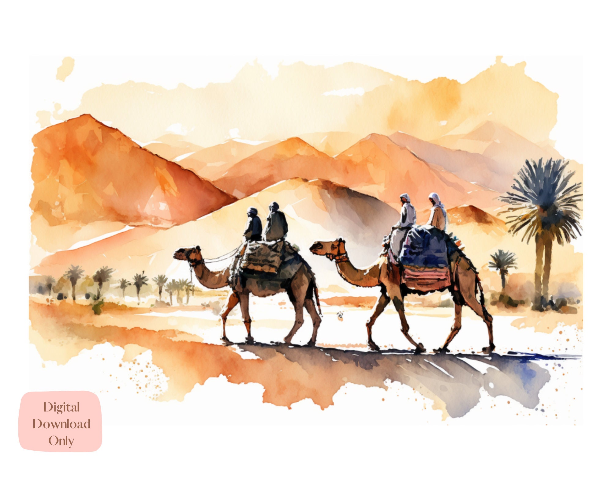 Sahara Desert Wall Art Watercolor Painting Africa Sahara - Etsy
