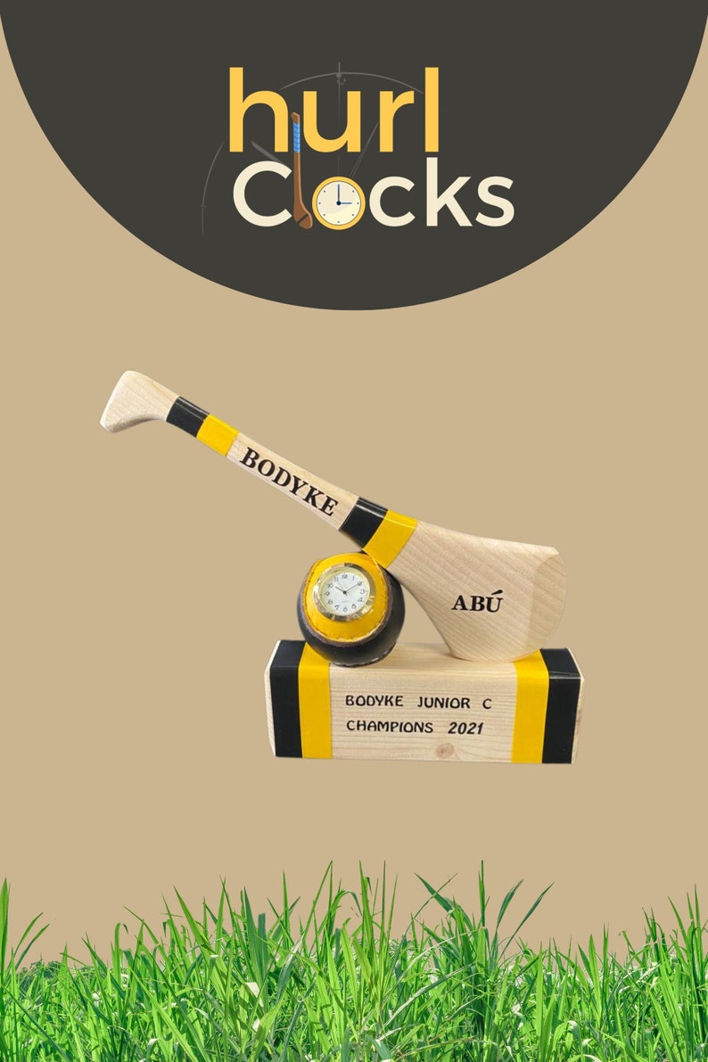 Sliotar Clock and Hurl on Wooden Base - Etsy Ireland