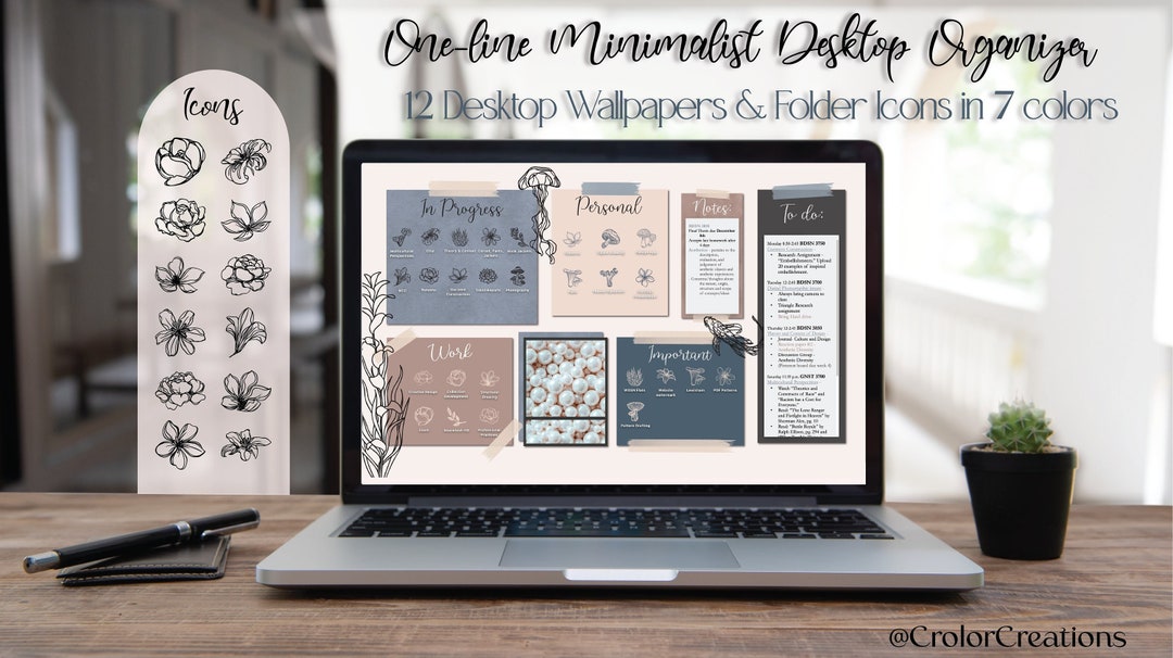 Desktop Wallpaper Organizer - Minimalist One-line Theme - 12 Wallpapers ...