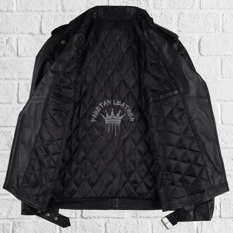 Mens Classic Moto Biker Black Biker Leather Jacket With Asymmetrical ...