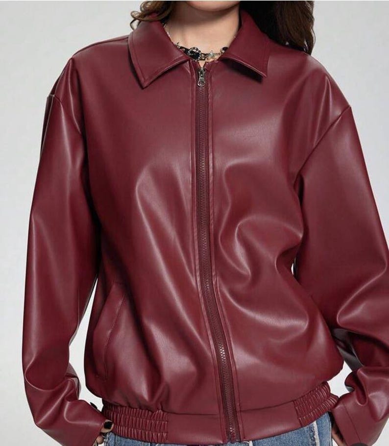 Personalized Burgundy Leather Jacket Handmade Vintage Women Burgundy ...