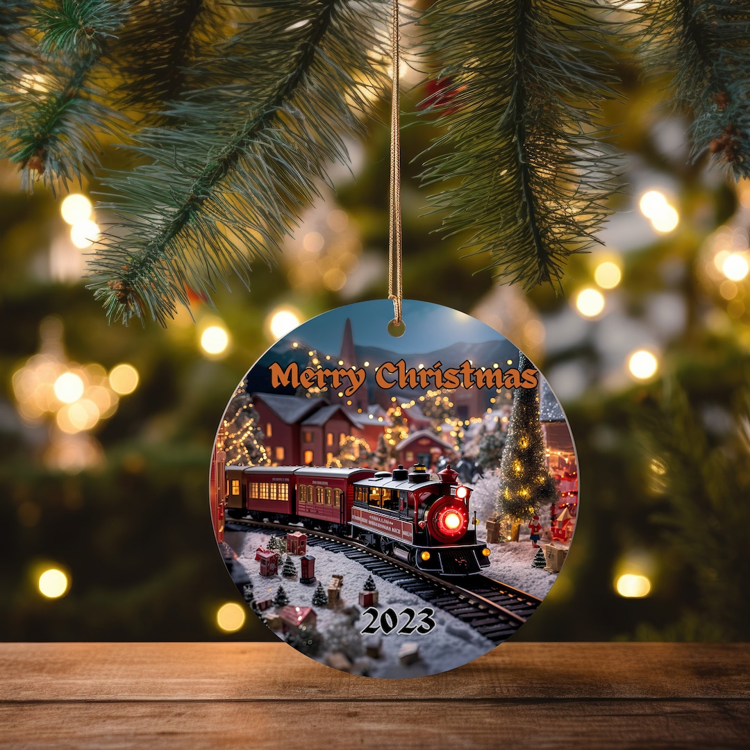 Beautiful Christmas Train Ceramic Christmas Ornament, Snow, Winter, 2024 Christmas Train ...