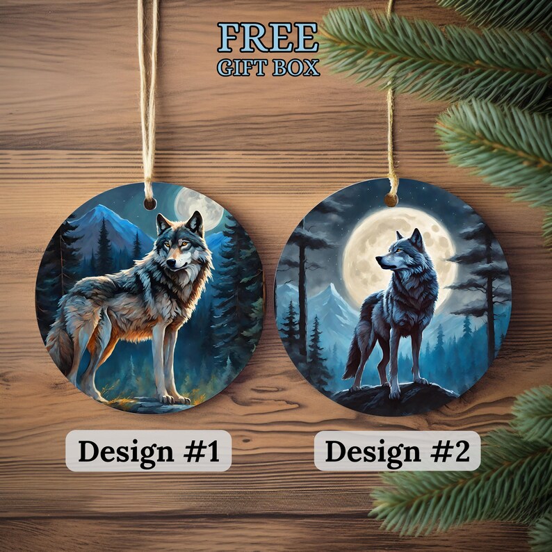Wolf Ornament, Scenic Majestic Gift Idea, Beautiful Christmas Keepsake ...