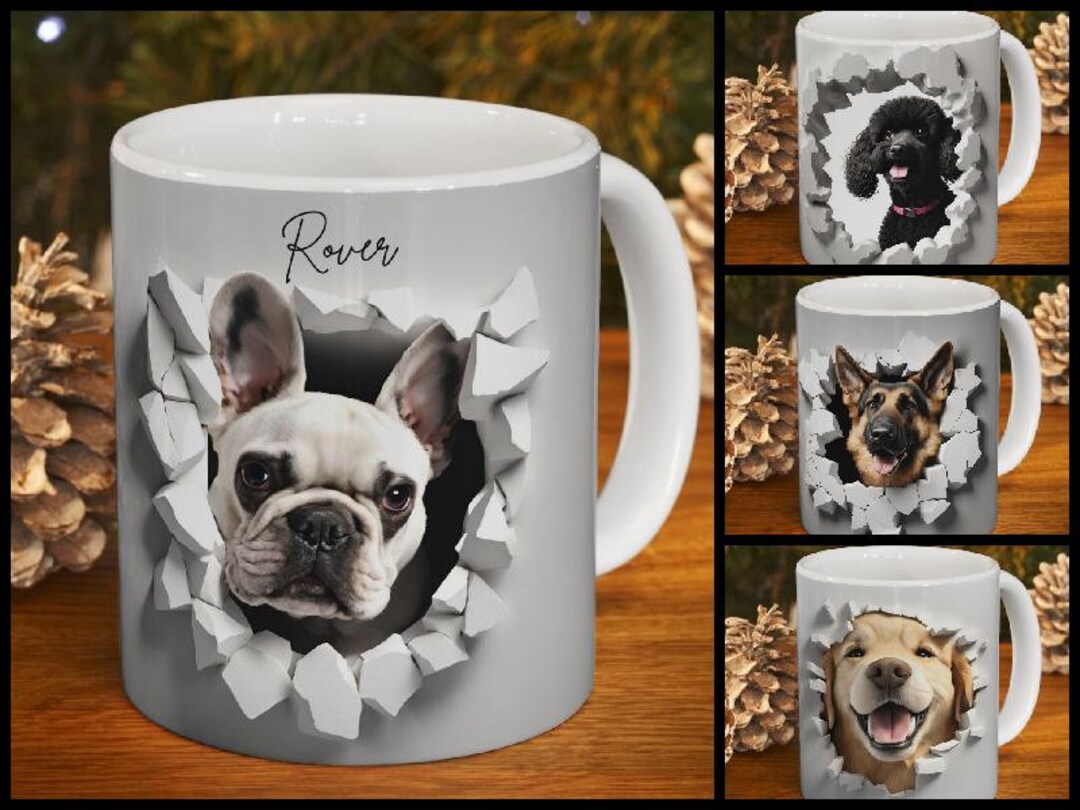 Custom Dog Breakout 3D Effect, Personalized Puppy Ceramic Mug, Pet Name ...