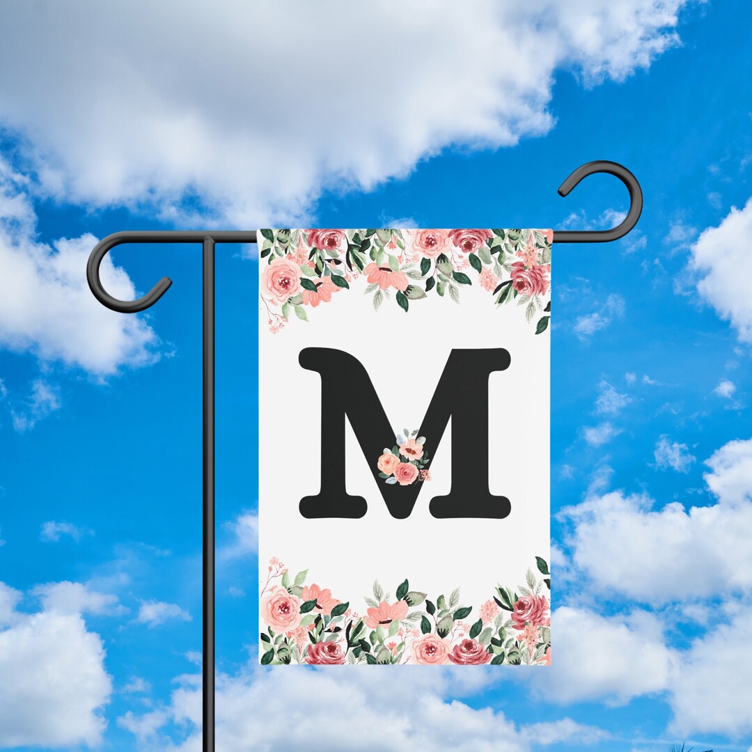 Personalized Flag, Initial Garden Flag 2024 Name Letter, Floral Spring ...
