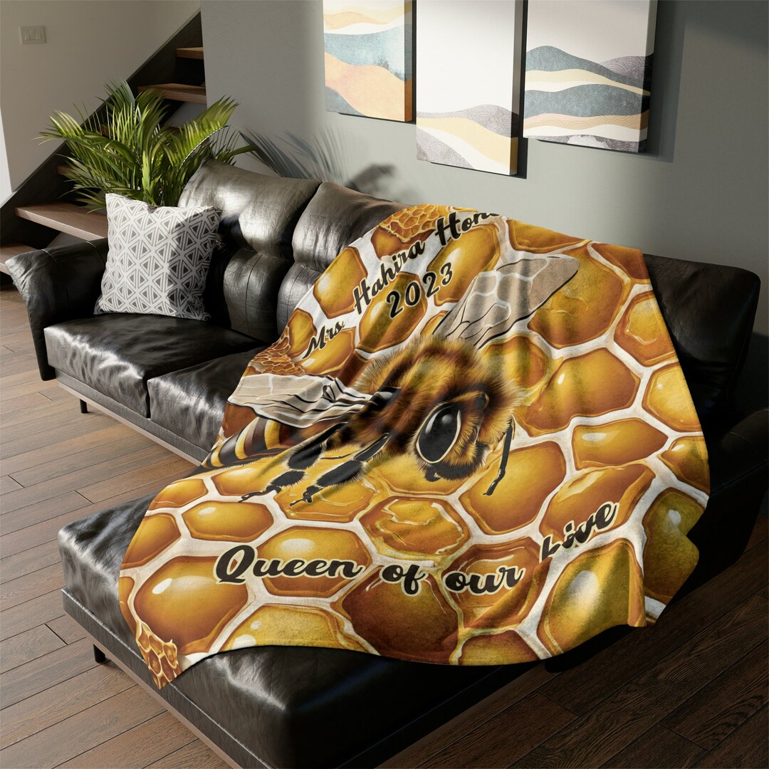 Queen Honey Bee Blanket, Bee Gift, Personalized Custom, Fleece Blanket ...