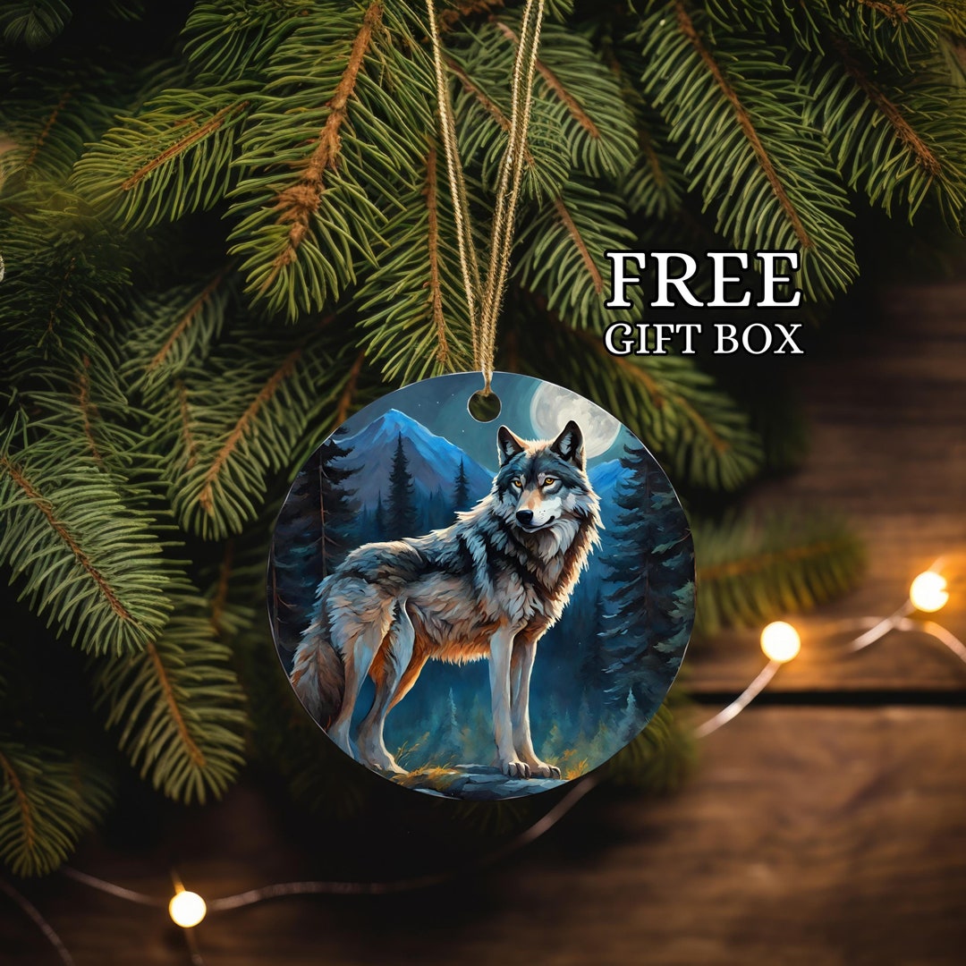 Wolf Ornament, Scenic Majestic Gift Idea, Beautiful Christmas Keepsake ...