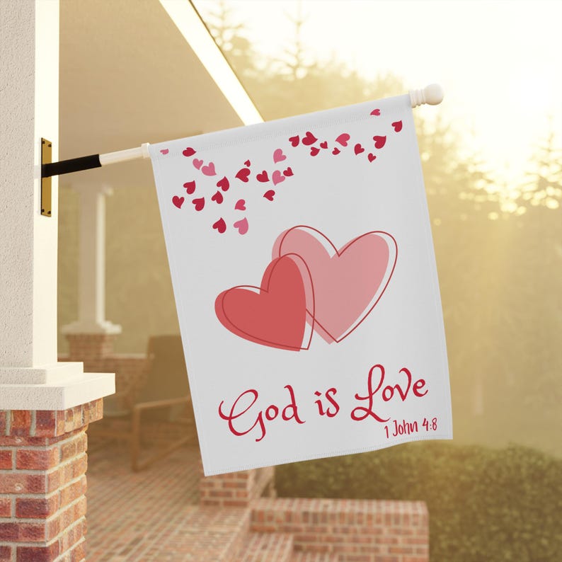 God is Love Christian Valentine's Day Garden Flag | House Welcome ...