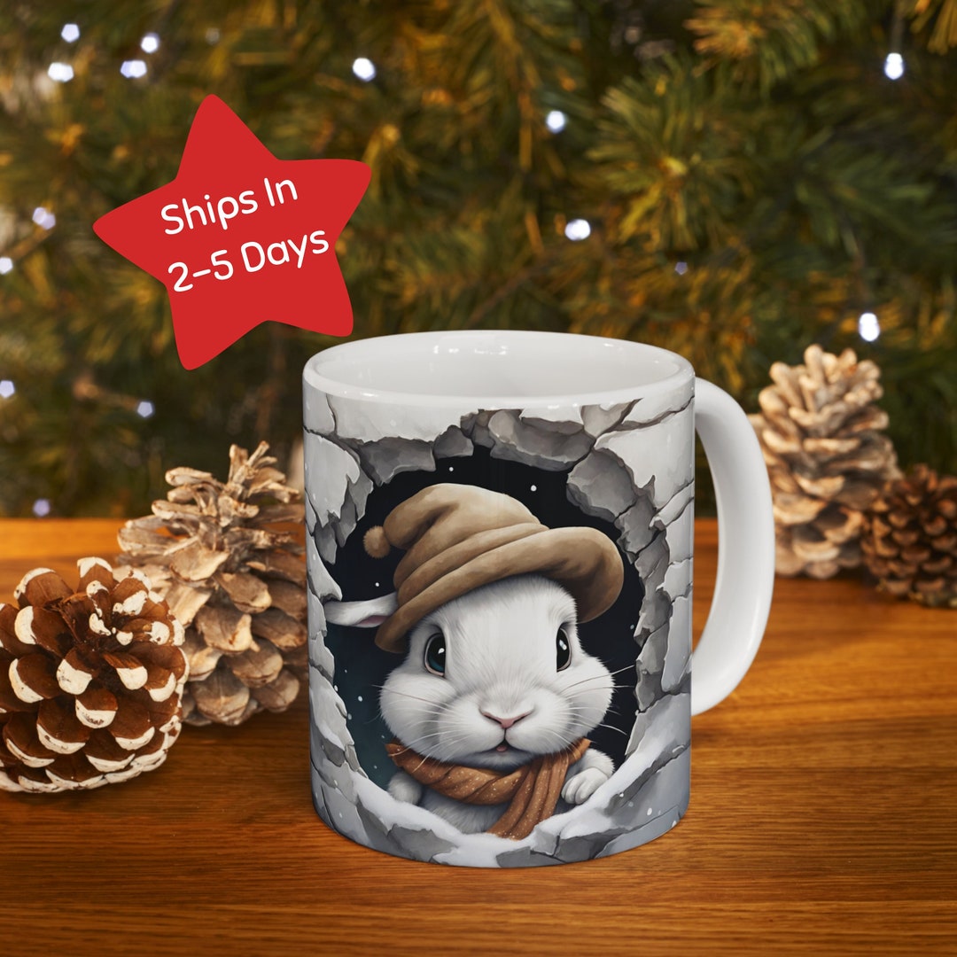 Adorable Personalized Bunny Breakout 3D Effect, Ceramic Mug, Custom ...