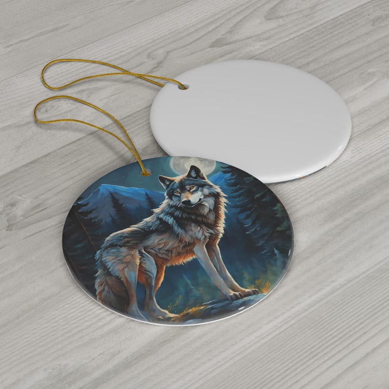 Wolf Ornament, Scenic Majestic Gift Idea, Beautiful Christmas Keepsake ...