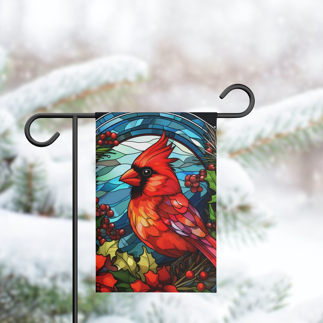 Cardinal Garden Flag, Bird Yard Flag, Christmas Flag, 3D Winter Flag ...