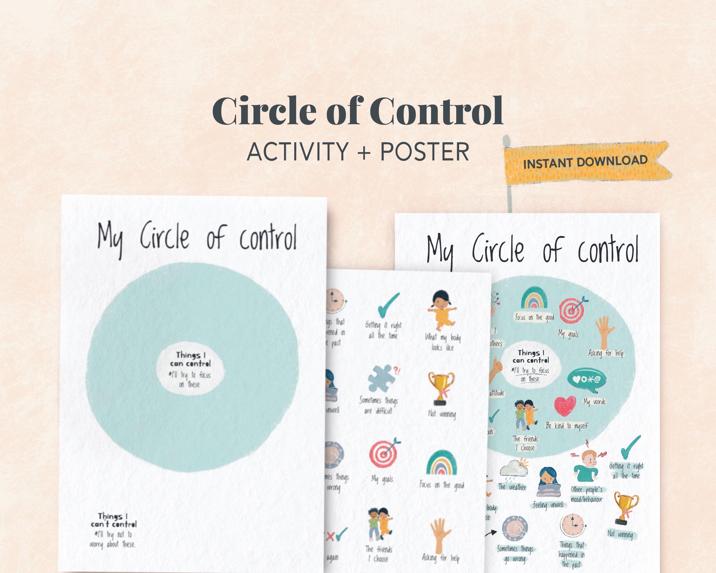 Circle of Control Worksheet for Children Age 5+, Help Kids With ...