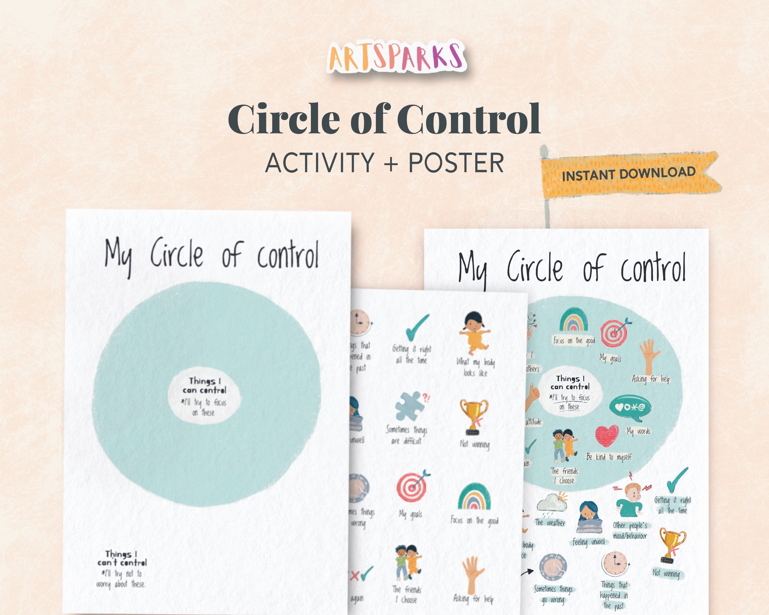 Circle of Control Worksheet for Children Age 5+, Help Kids With ...