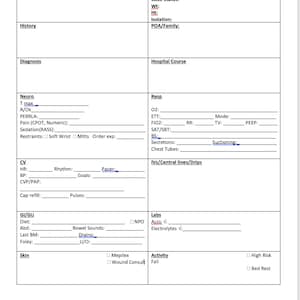 CVICU Nurse Report Sheet - Etsy