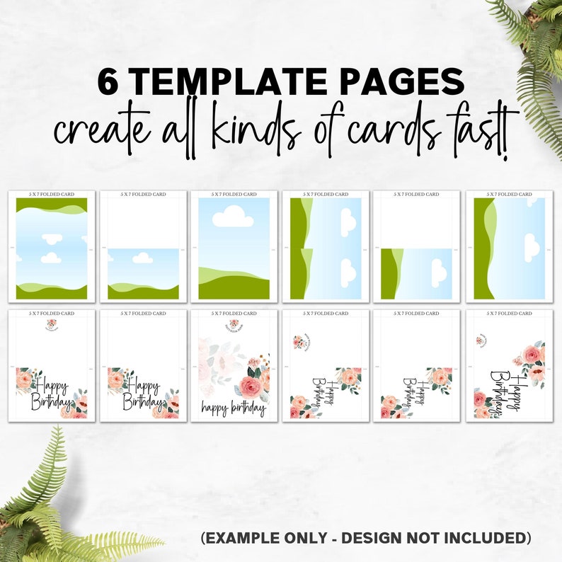 5x7 Folded Card Template, Canva Template, Commercial Use, 5x7 Greeting ...