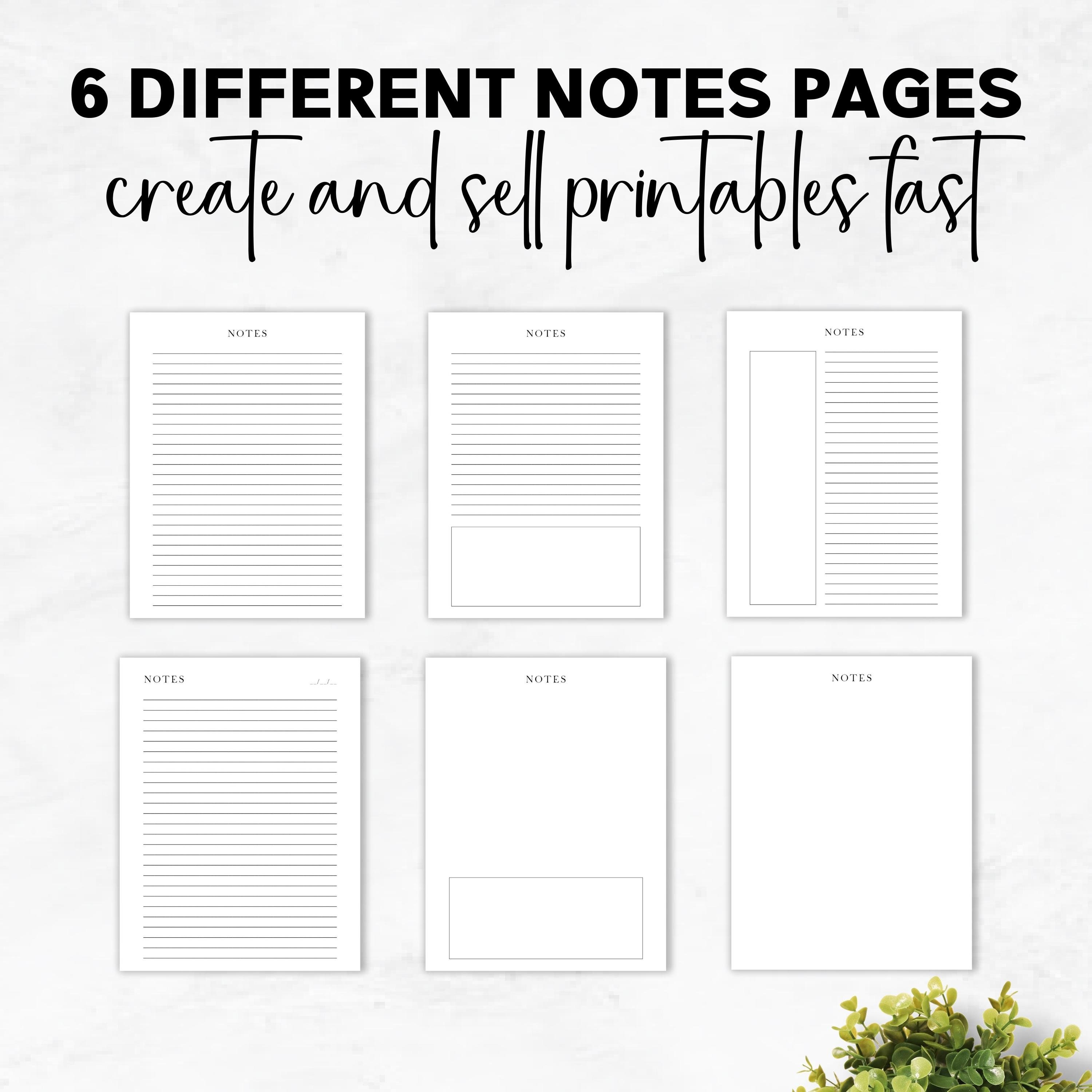 Commercial Use Notes Pages Template, Canva Printable Stationery ...