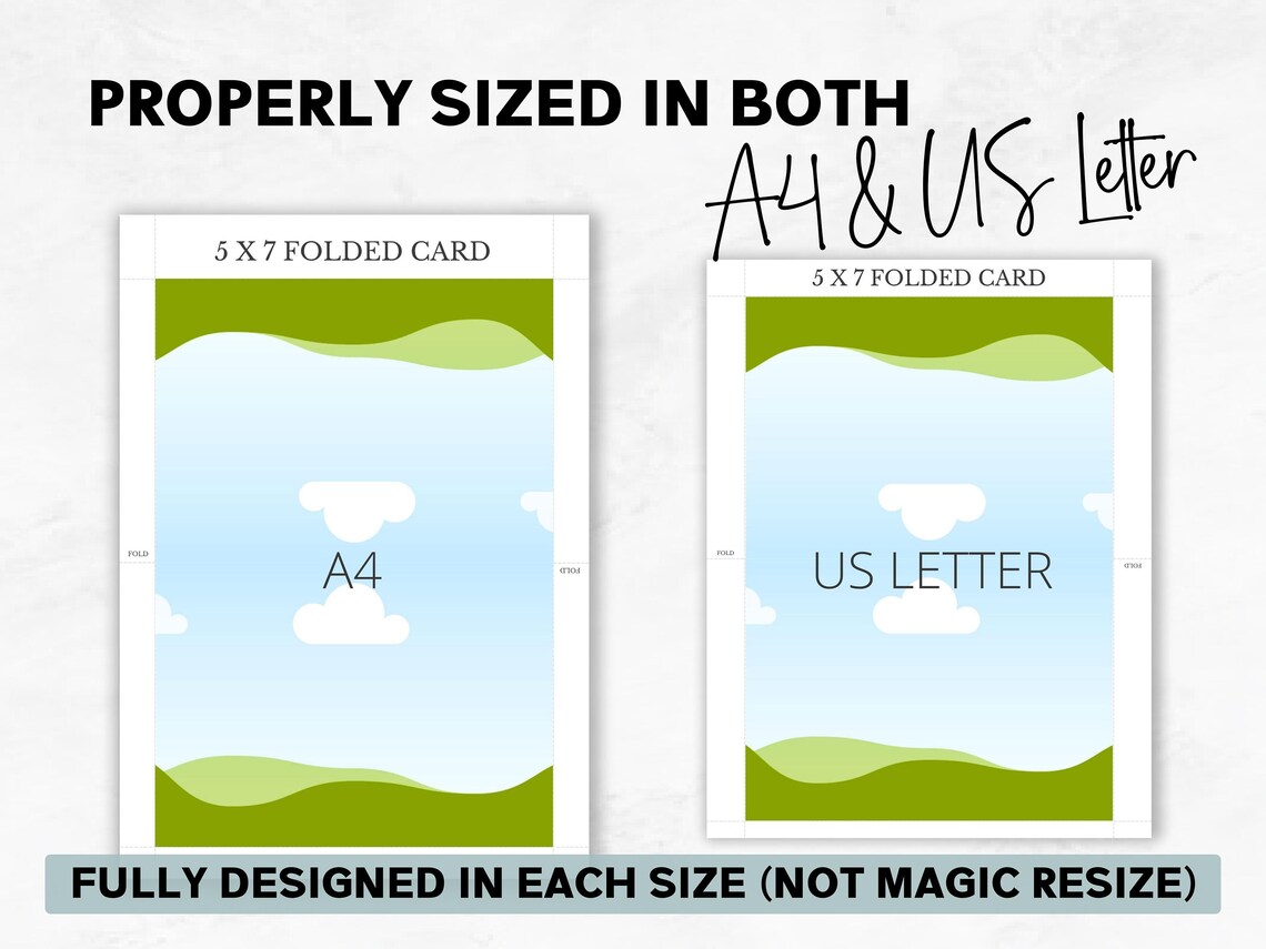 5x7 Folded Card Template Canva Template Commercial Use 5x7 - Etsy