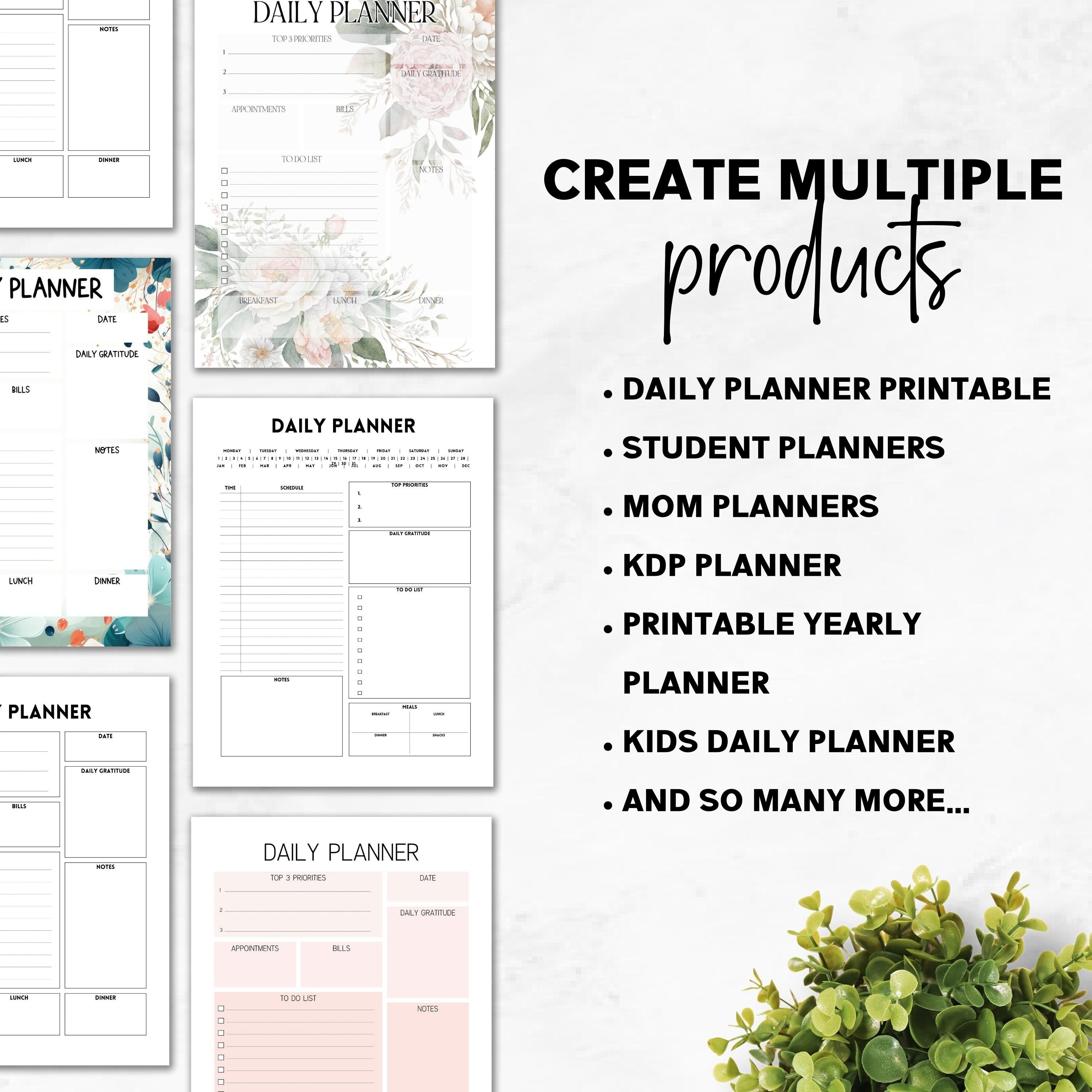 Daily Planner Template CANVA, Minimalist, Planner Template Canva, PLR ...