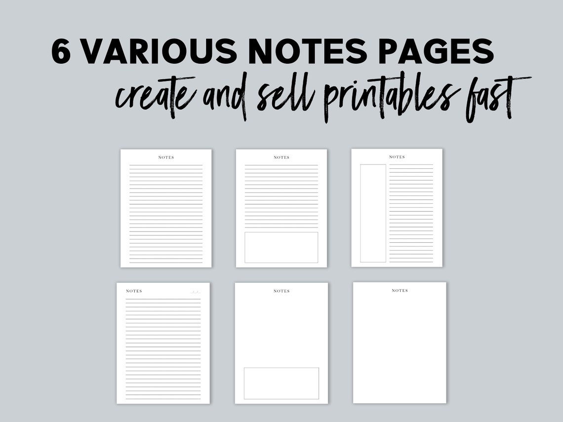 Commercial Use Notes Pages Template Canva Printable - Etsy