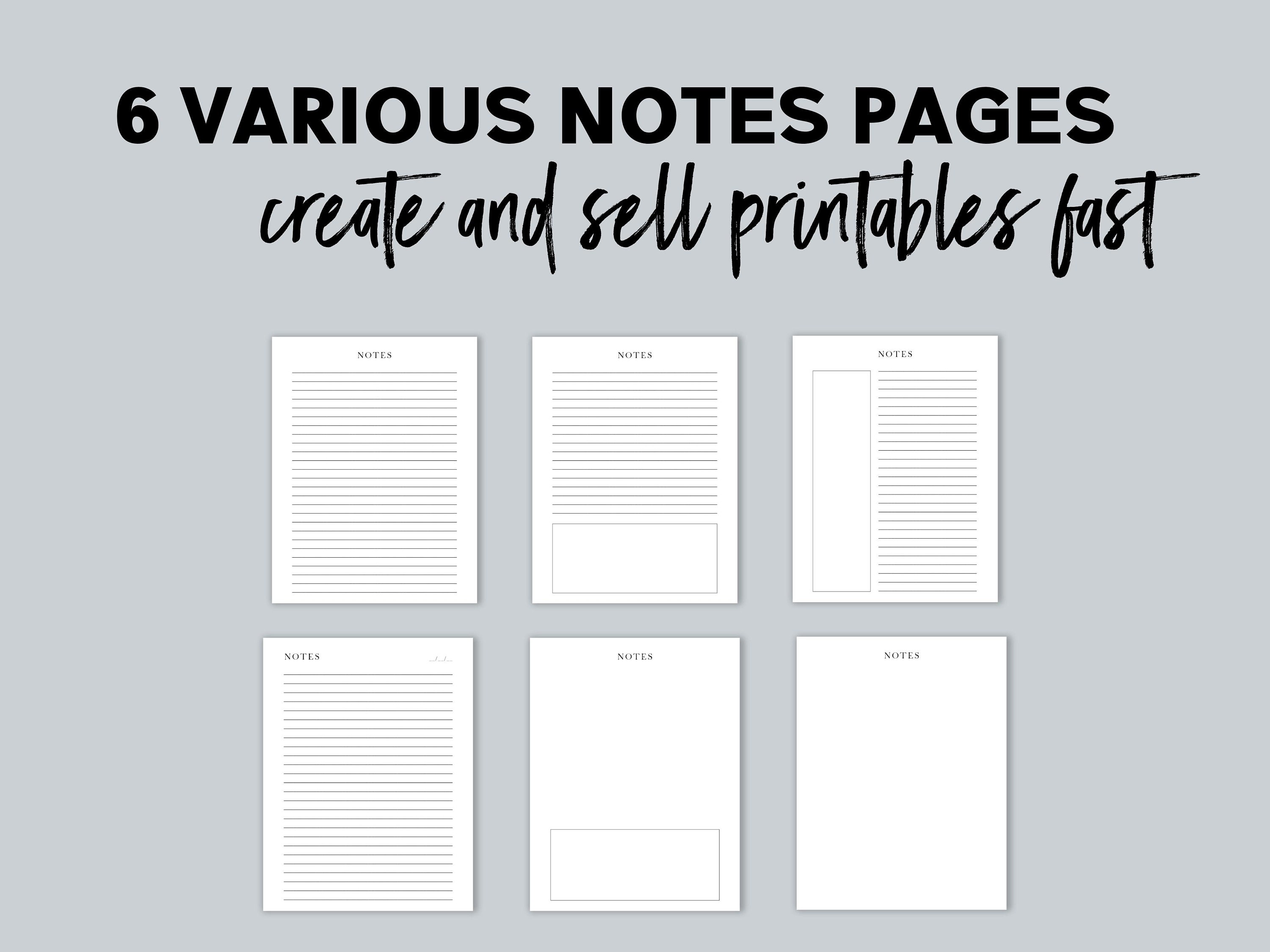 Commercial Use Notes Pages Template Canva Printable - Etsy