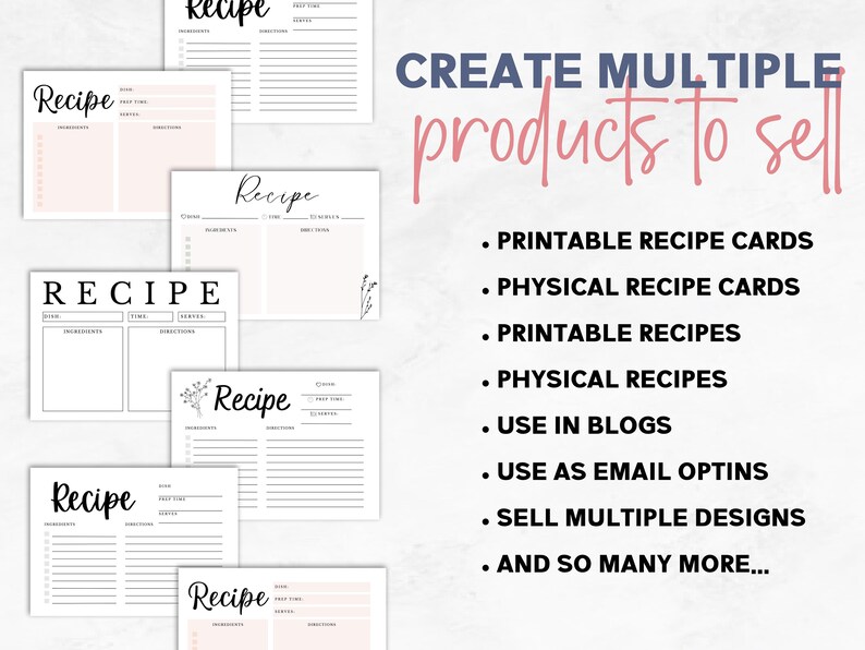 Editable Recipe Card Template Commercial Use PLR Recipe Card - Etsy