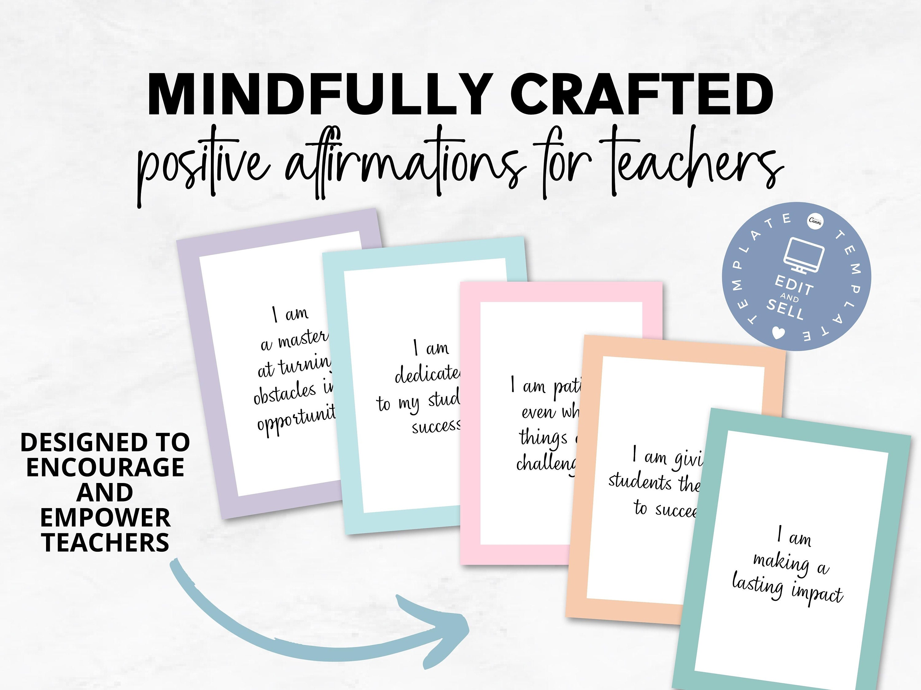 100 Affirmation Cards for Teachers Template Teacher - Etsy