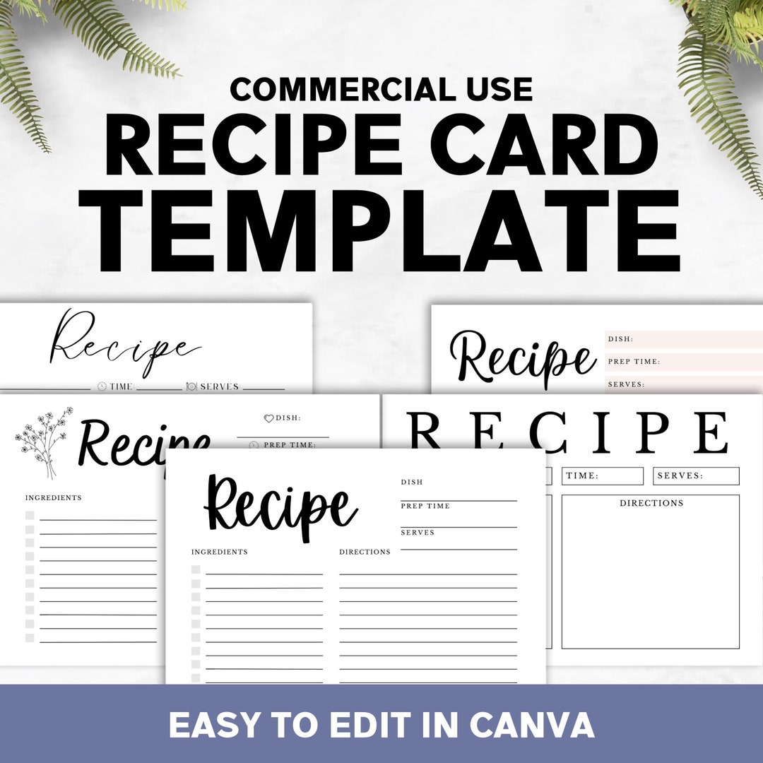 Editable Recipe Card Template, Commercial Use, PLR Recipe Card Template ...