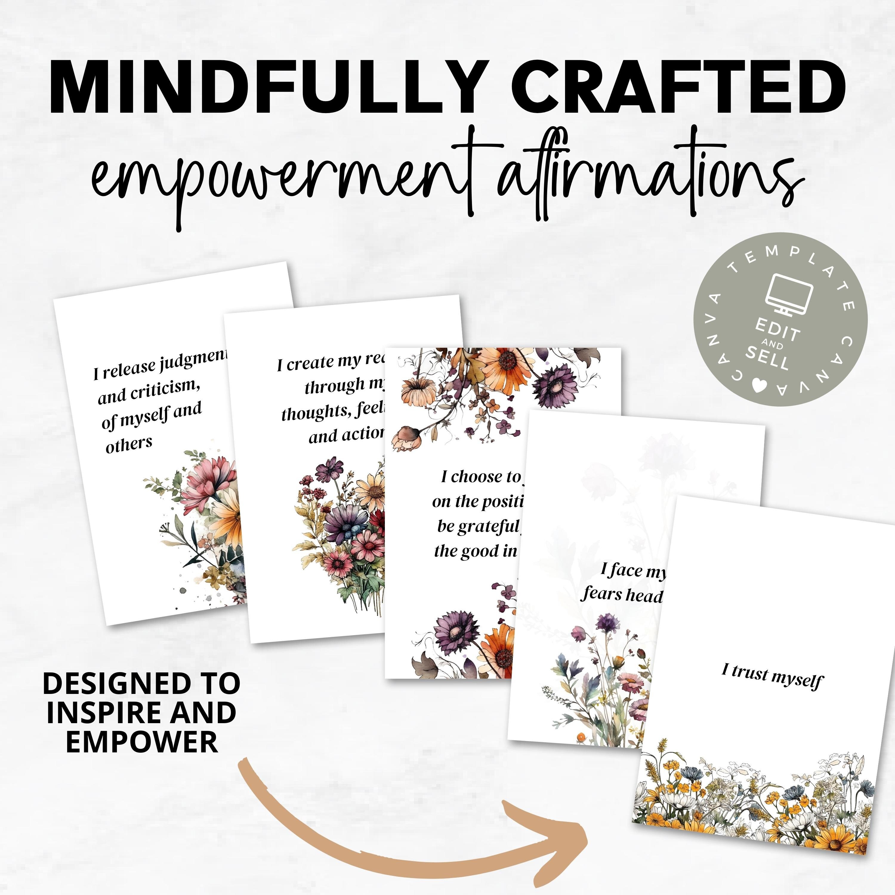 Affirmation Cards Template Canva | Printable Affirmation Cards | PLR ...