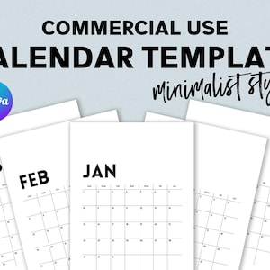 Commercial Use Calendar Template, Canva Printable Calendar Template ...