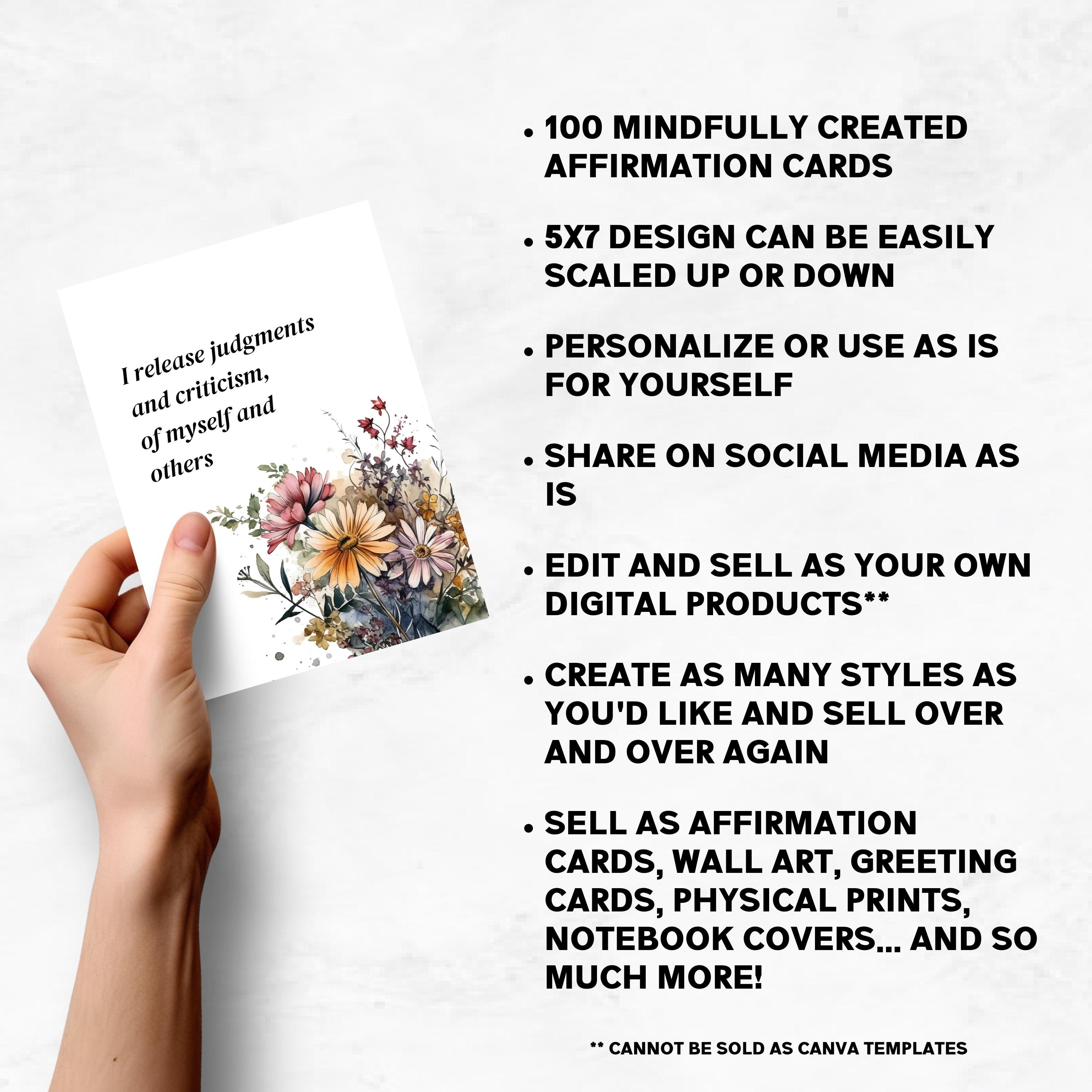 Affirmation Cards Template Canva | Printable Affirmation Cards | PLR ...