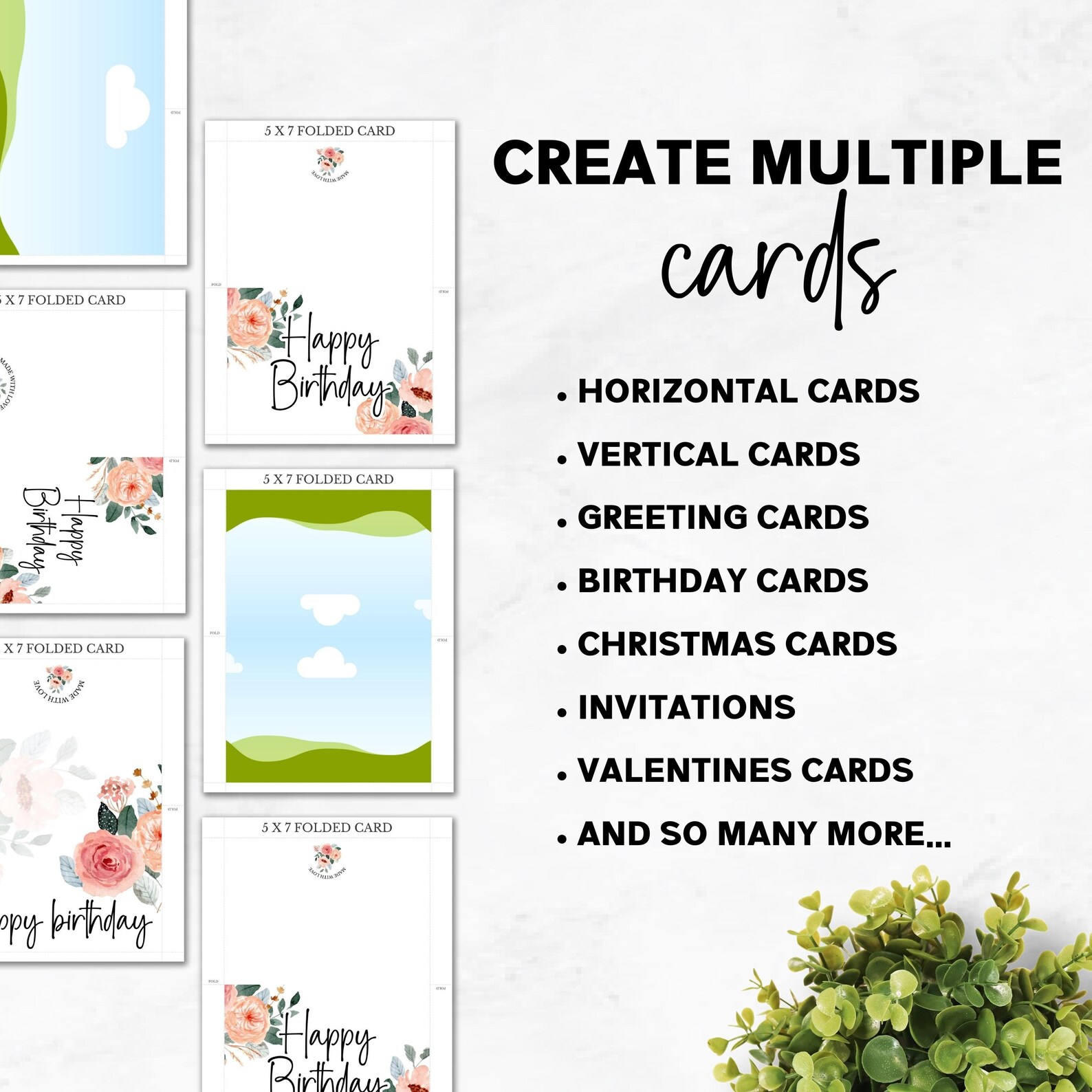 5x7 Folded Card Template, Canva Template, Commercial Use, 5x7 Greeting ...