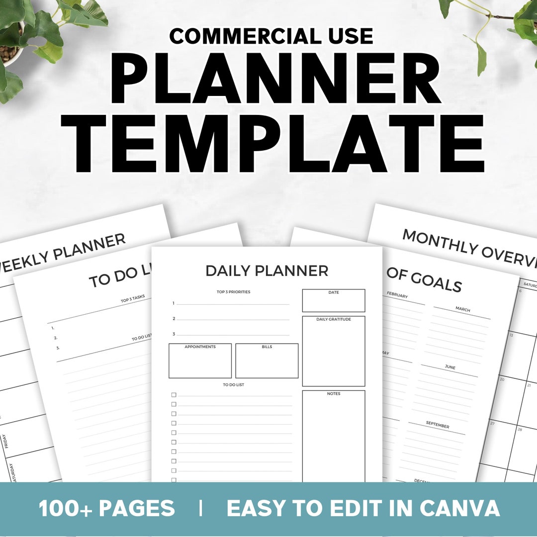 Commercial Use Planner Template, Canva Planner Template, Editable ...