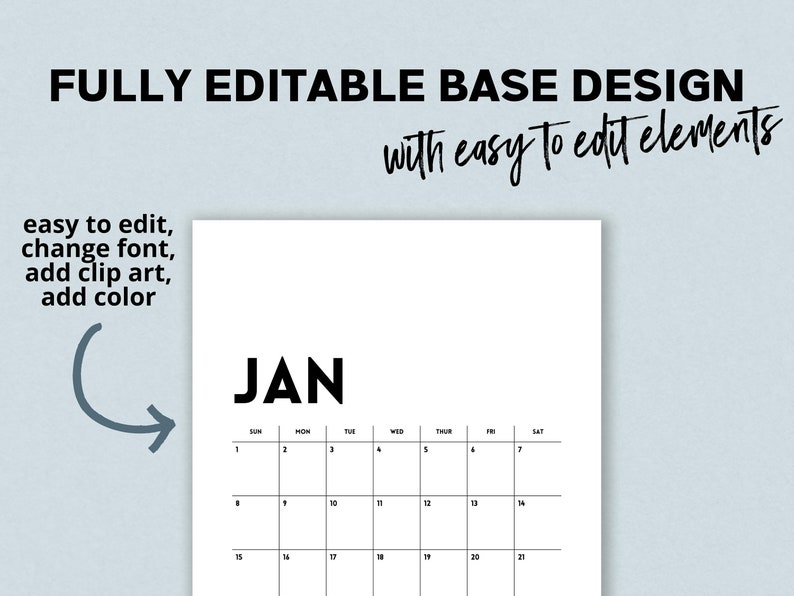 Commercial Use Calendar Template, Canva Printable Calendar Template ...