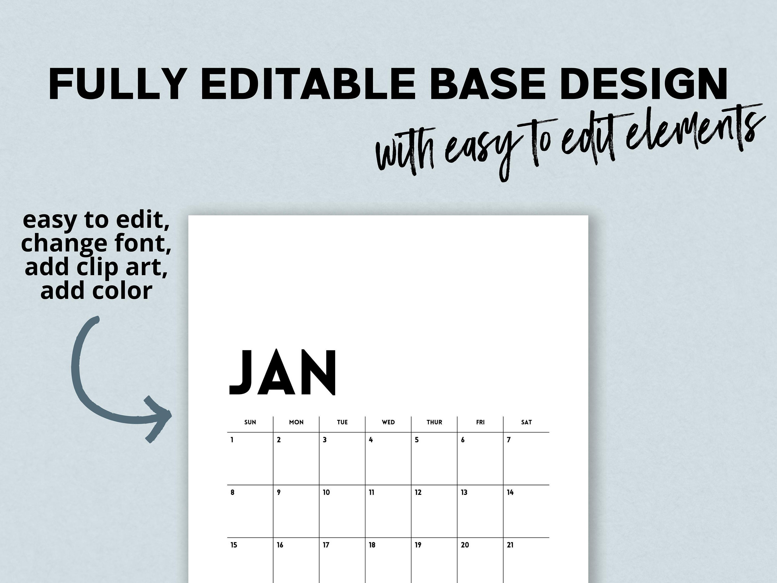 Commercial Use Calendar Template, Canva Printable Calendar Template ...