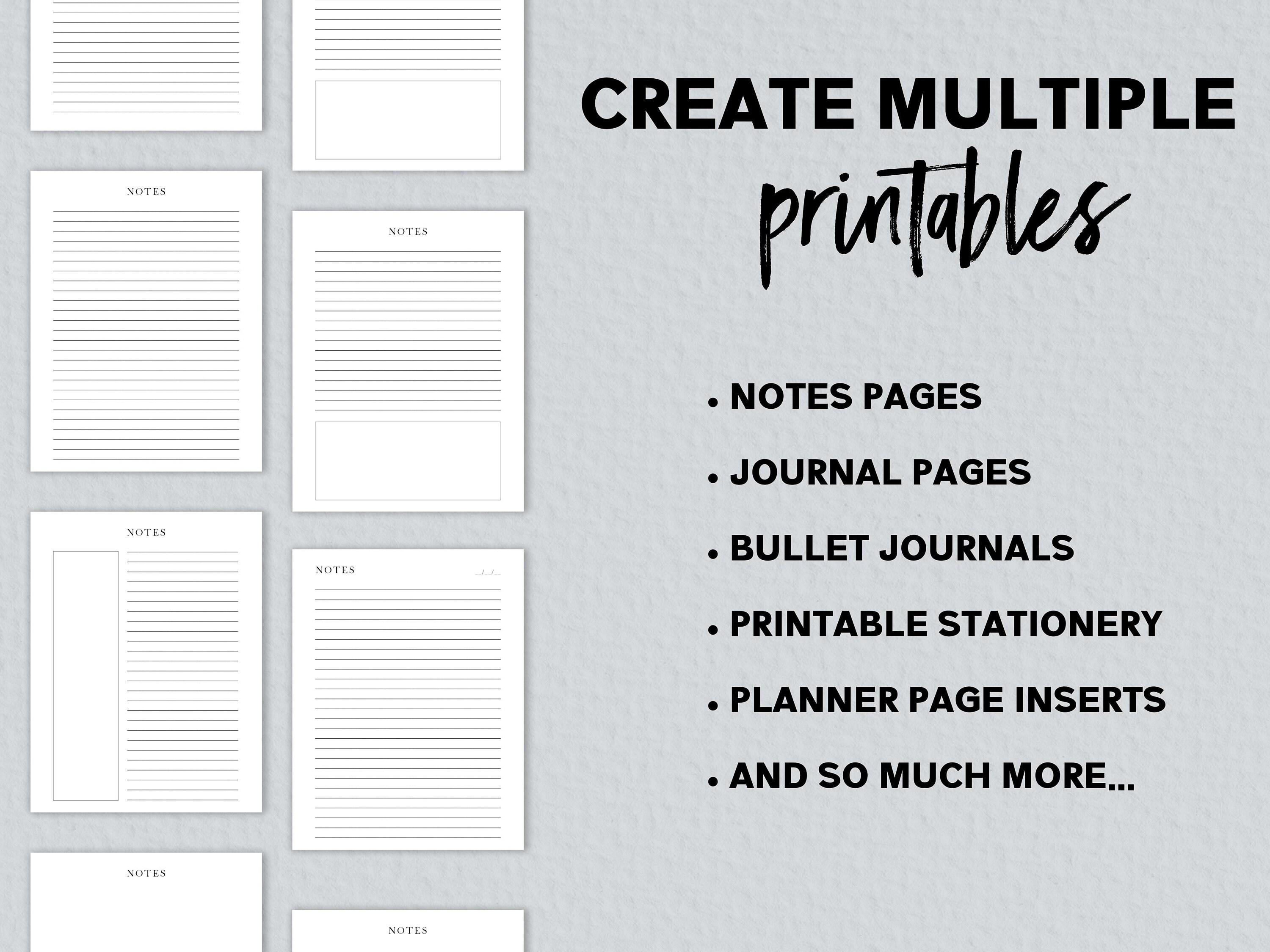 Commercial Use Notes Pages Template Canva Printable - Etsy