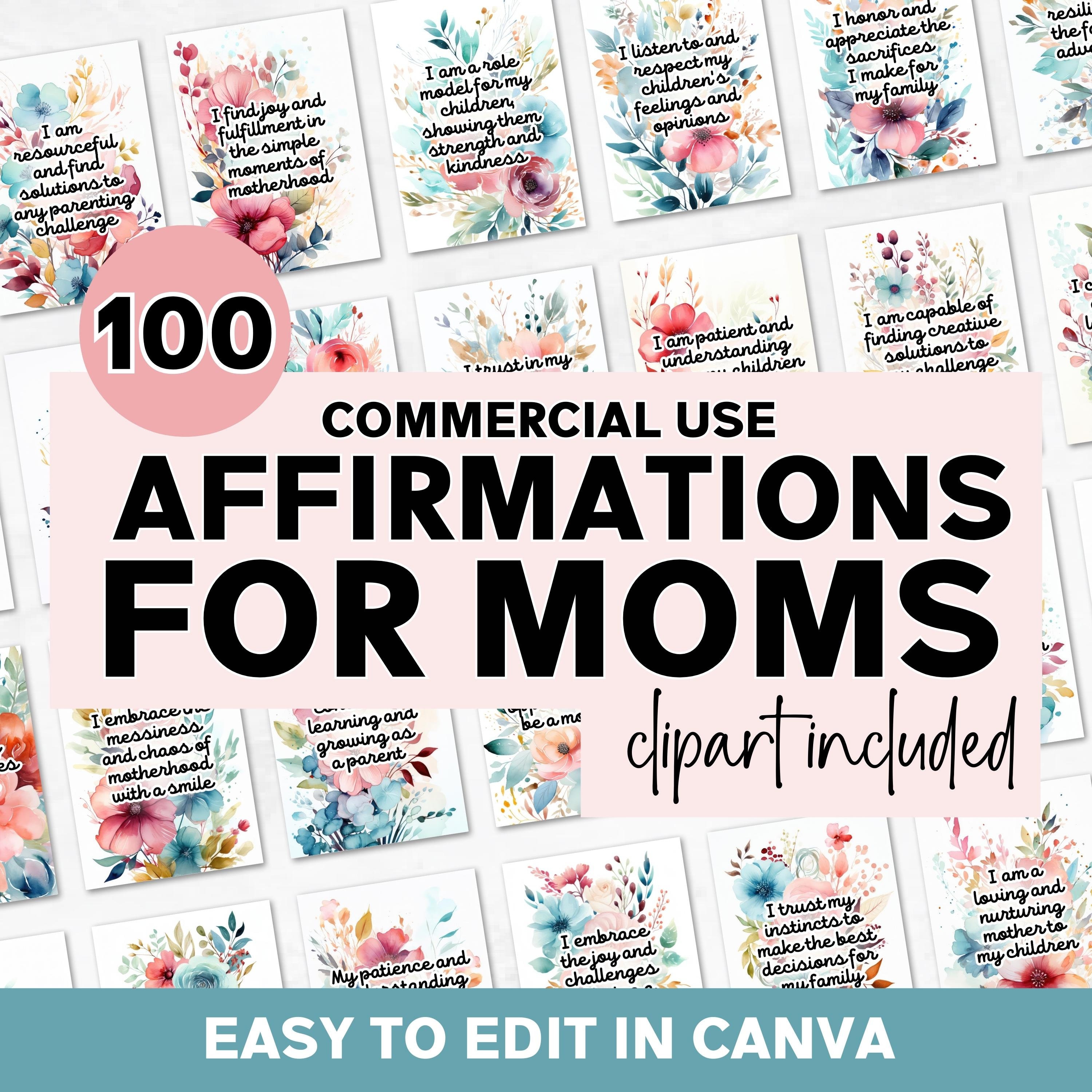 Affirmation Cards for Moms Canva Template, Editable Affirmation Card ...