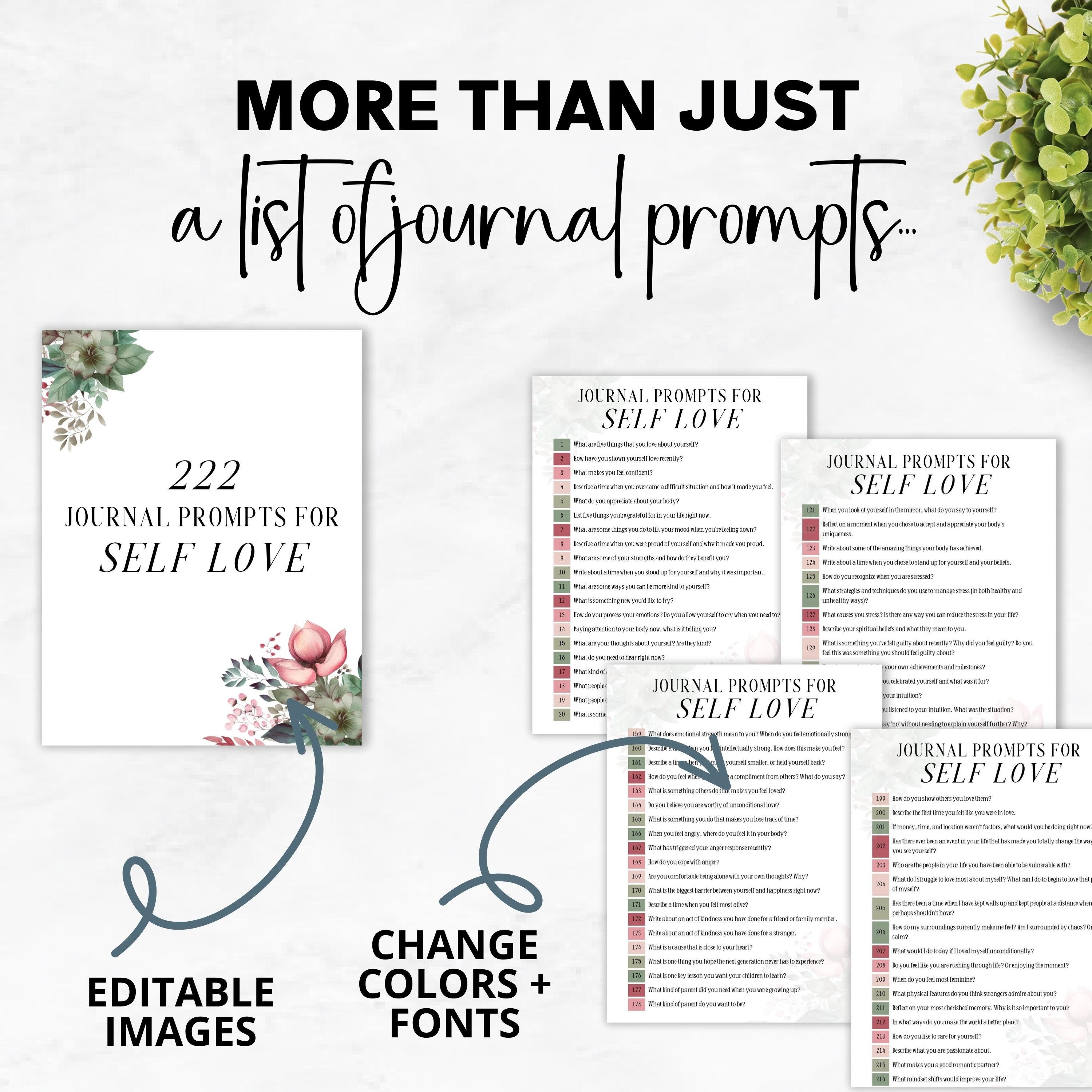 Journal Prompts for Self Love Canva Template | Journal Prompts Digital ...