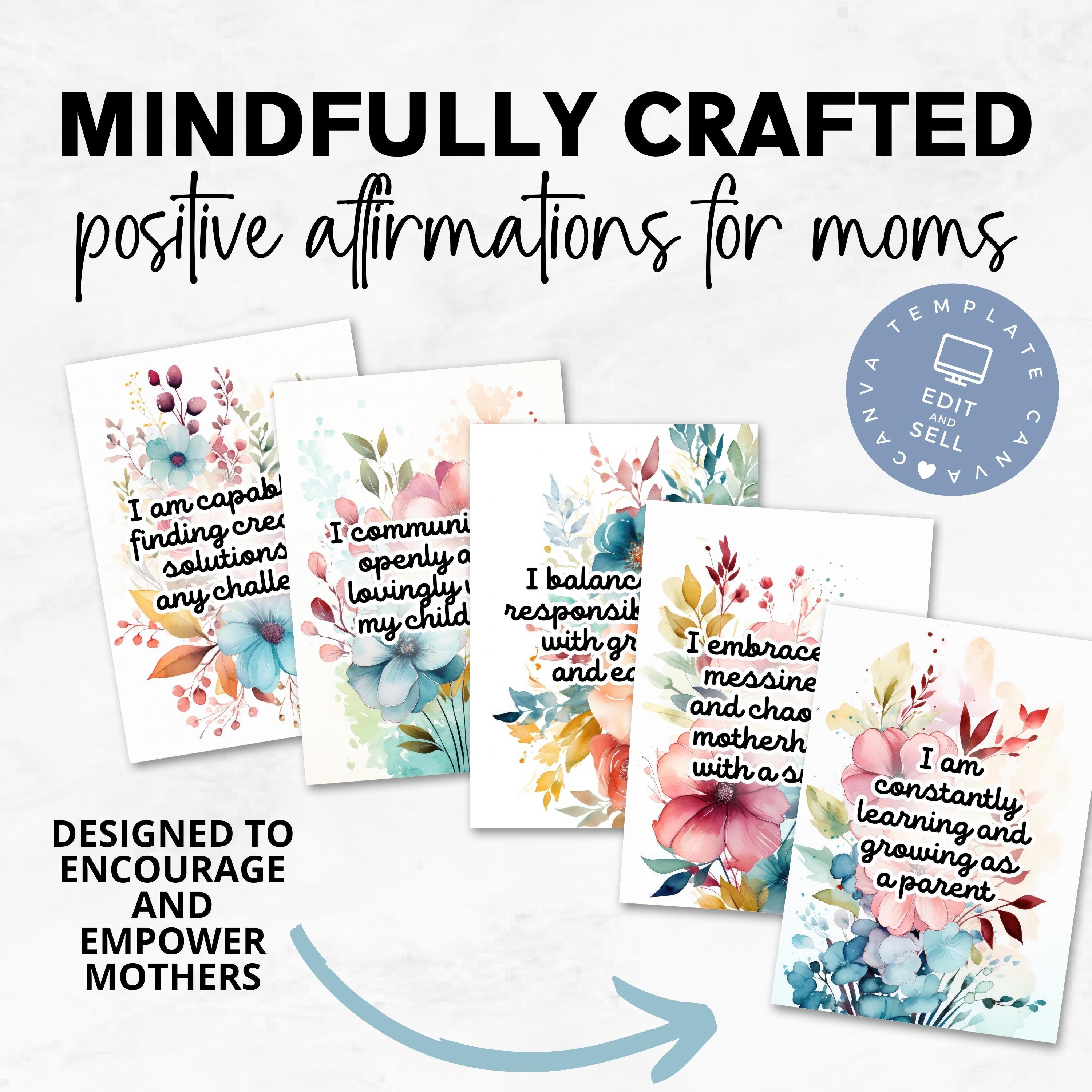 Affirmation Cards for Moms Canva Template, Editable Affirmation Card ...