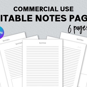 Commercial Use Notes Pages Template Canva Printable - Etsy