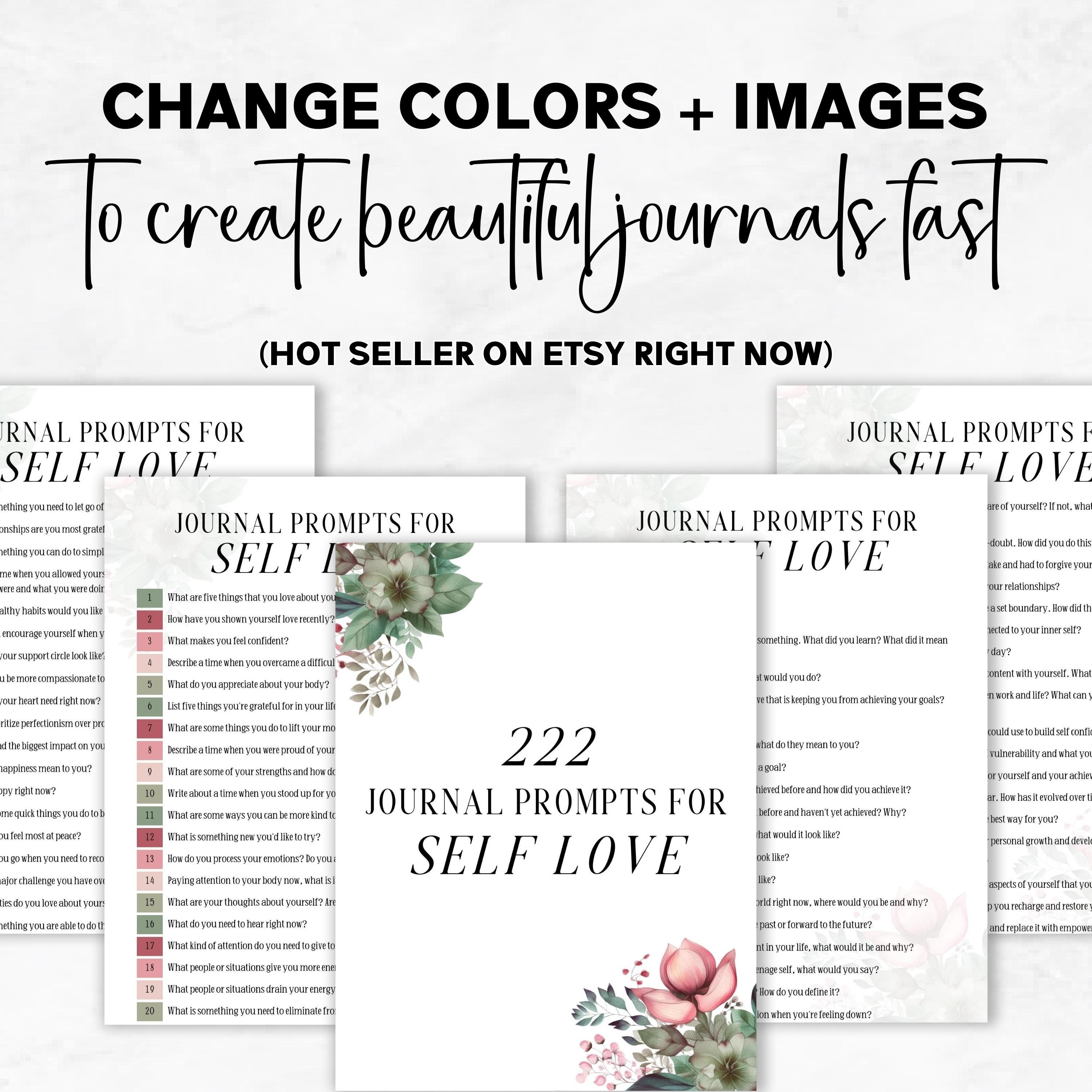 Journal Prompts for Self Love Canva Template | Journal Prompts Digital ...
