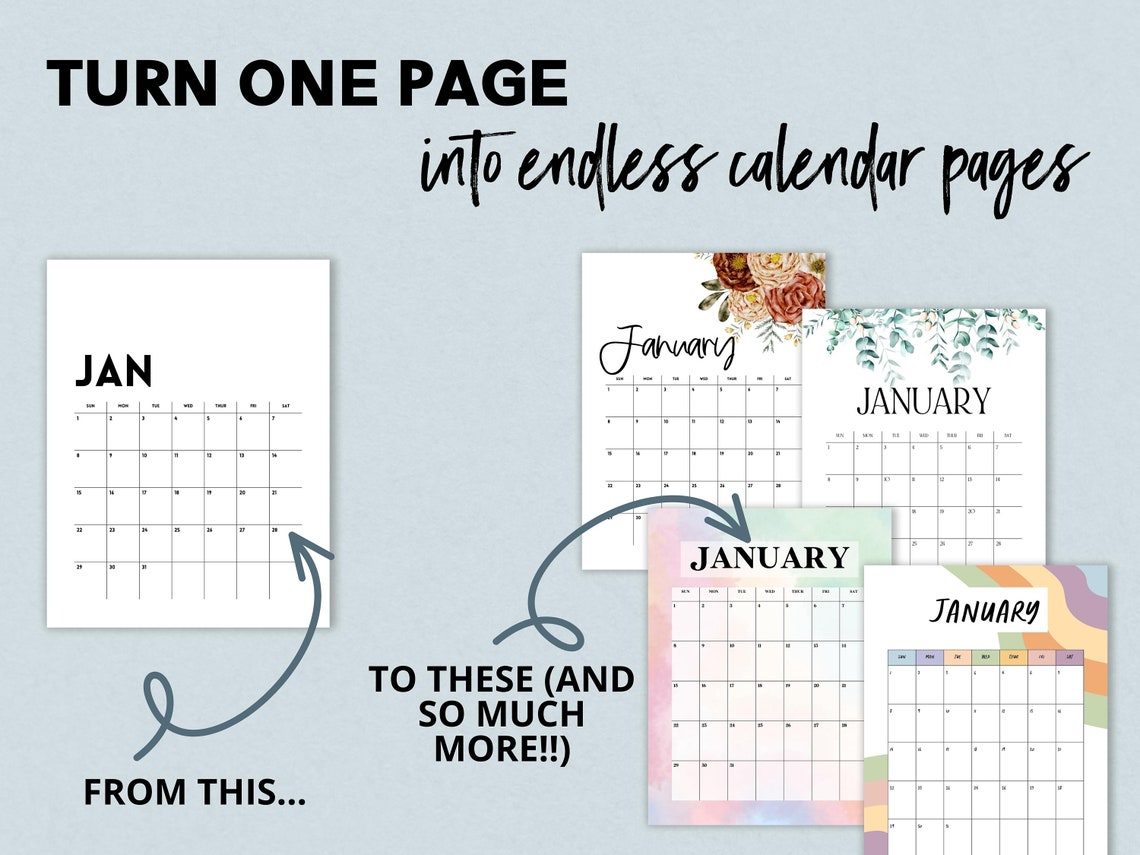 Commercial Use Calendar Template, Canva Printable Calendar Template ...