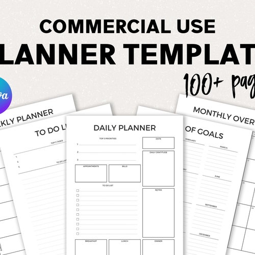 Commercial Use Planner Template Canva Planner Template - Etsy