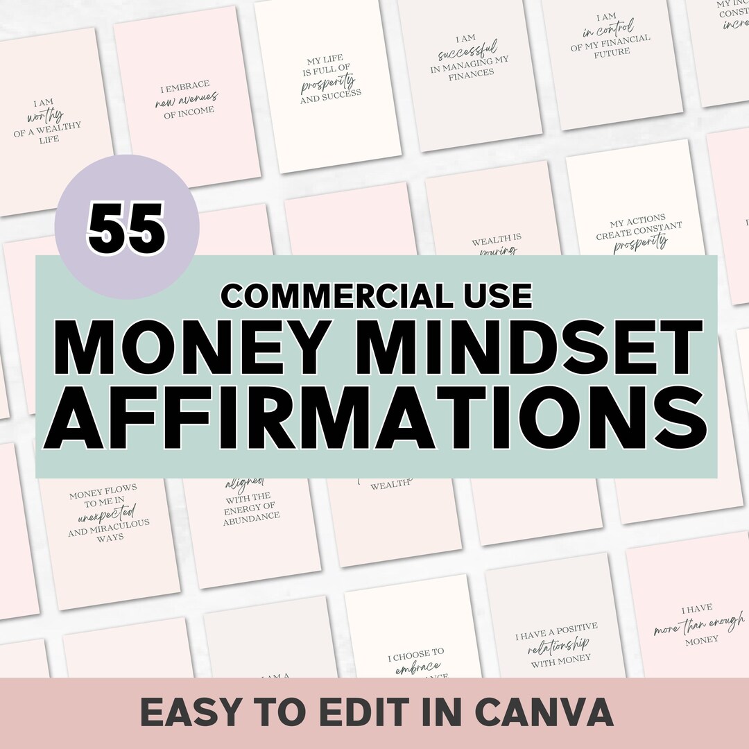 55 Money Affirmations PLR, Editable Affirmations for Money, Commercial ...
