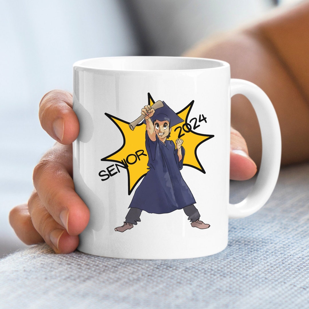 Personalized Anime Cartoon Graduation Senior 2024 Cup Gift for Guys Mug ...