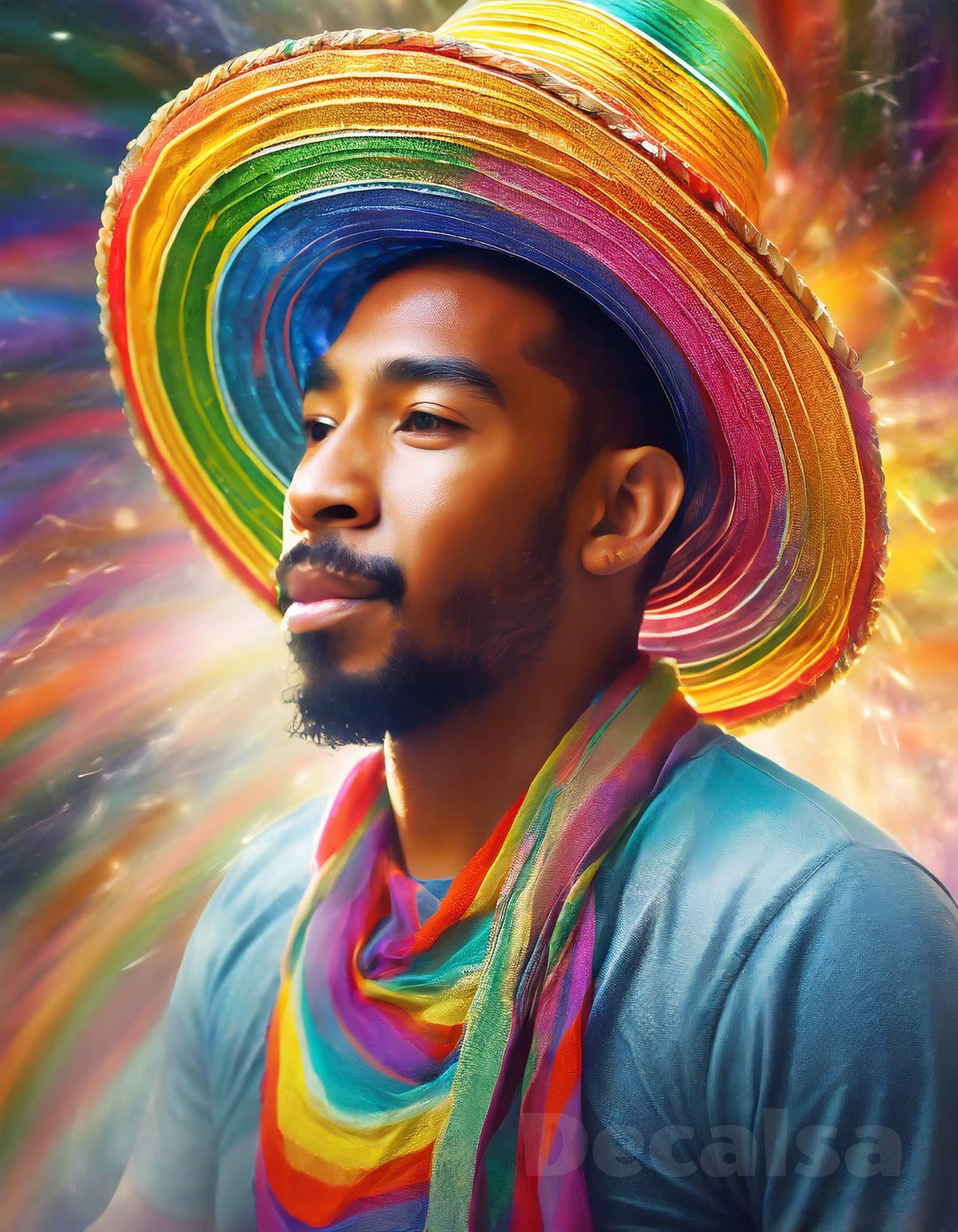 Man Wearing a Colourful Hat - Etsy