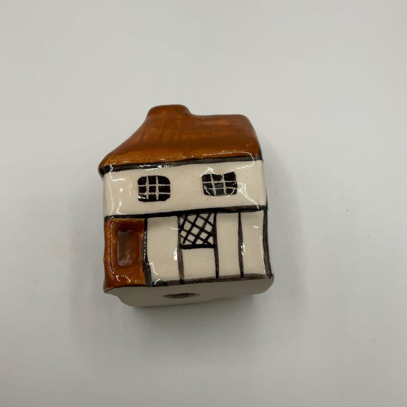 Hand-painted Ceramic House Figurine: Rustic Home Decor - Etsy